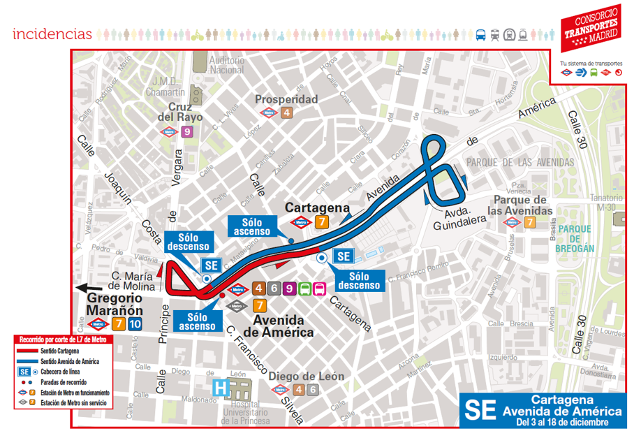 Obras Metro línea 7 en la estación de Avda. América